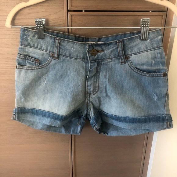 Zara | Shorts | Zara Basic Light Blue Faded Jean Shorts | Poshmark
